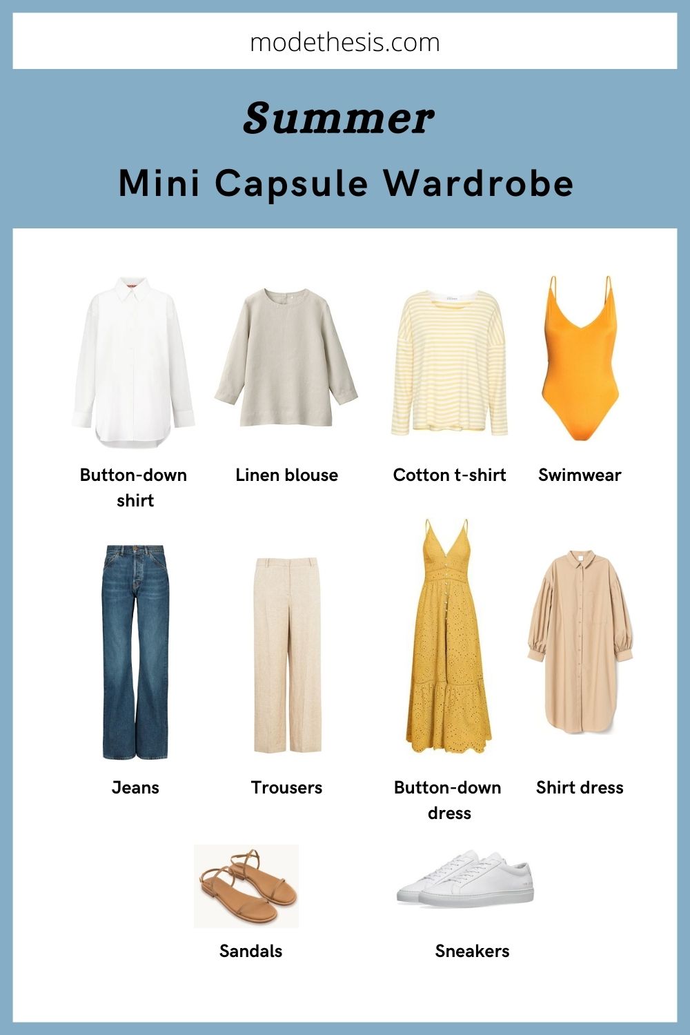 Mini Capsule Wardrobe for Summer: 10 Pieces & 26 Outfits - Mode Thesis